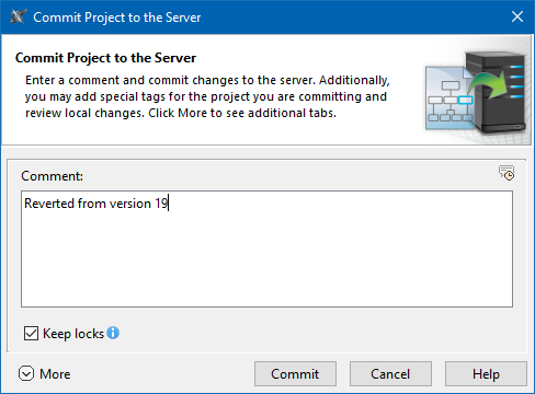 Committing changes to Teamwork Cloud