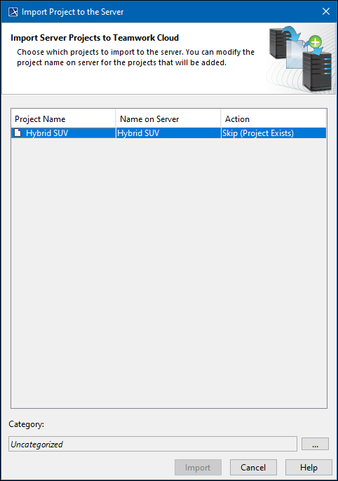 Importing server project file