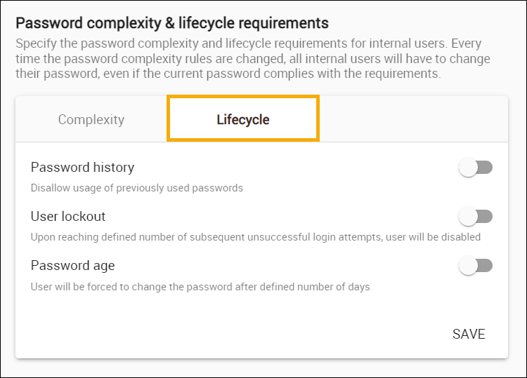 Managing password complexity and lifecycle