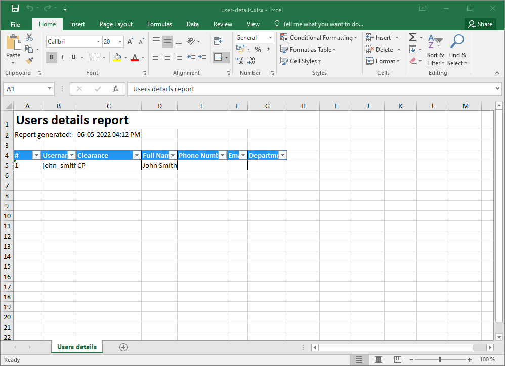 Generating a report
