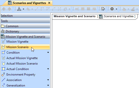 Working with Mission Vignette and Scenario diagram