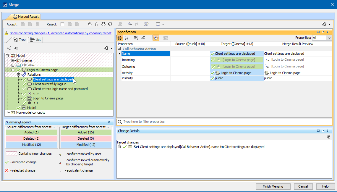 Analyzing and managing merge results