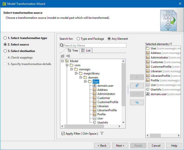 Selecting source model
