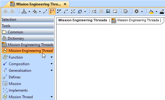 Working with Mission Engineering Threads diagram