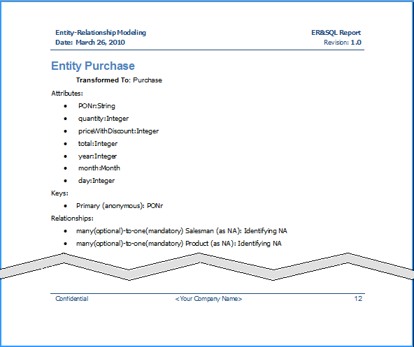 Entity-relationship and SQL reports