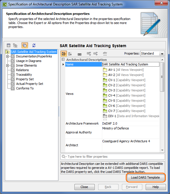 Generating DARS report in AV-1