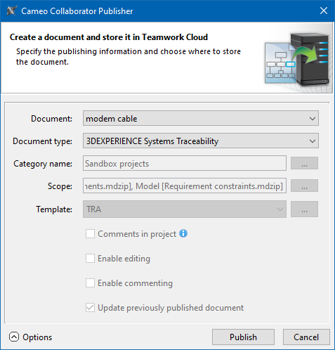 Publishing from graphical user interface - Teamwork Cloud and Services ...